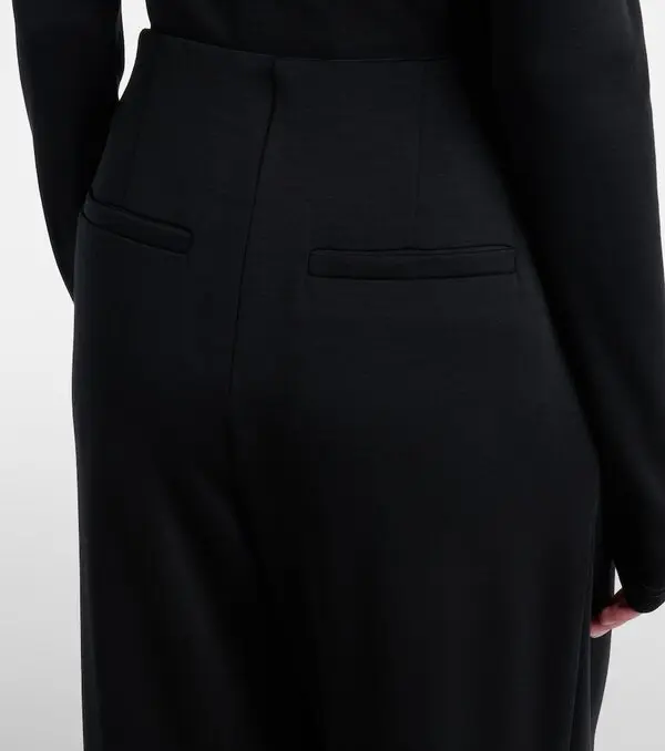 Max Mara Cocco Virgin Wool Jersey Wide-leg Pants - Black