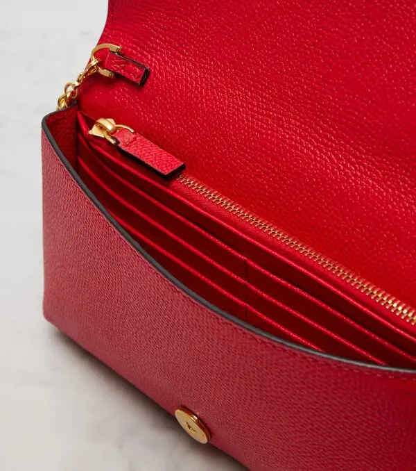 Valentino Garavani Vlogo Mini Leather Wallet On Chain - Red