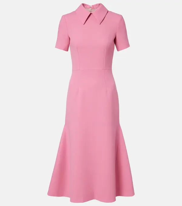 EMILIA WICKSTEAD Eman Wool Crêpe Midi Dress - Pink