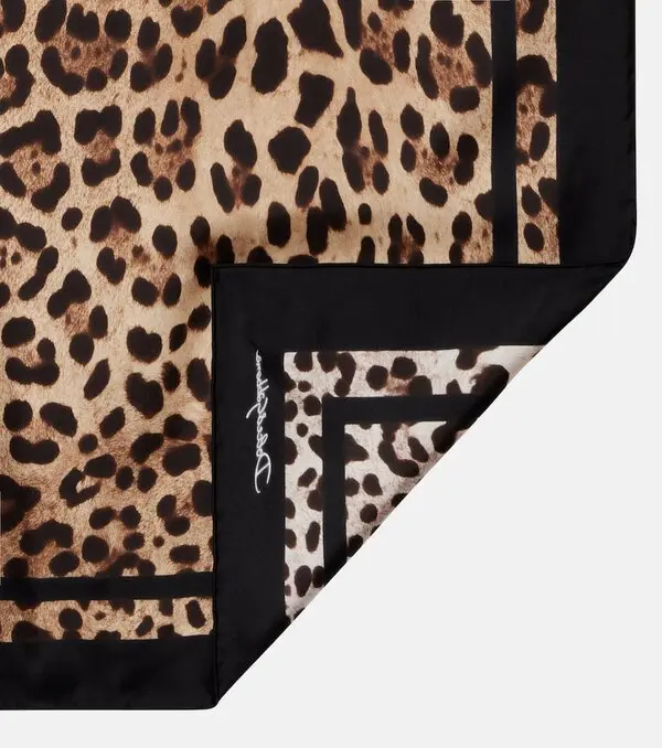 Dolce & Gabbana Leopard-print Silk Scarf - Brown