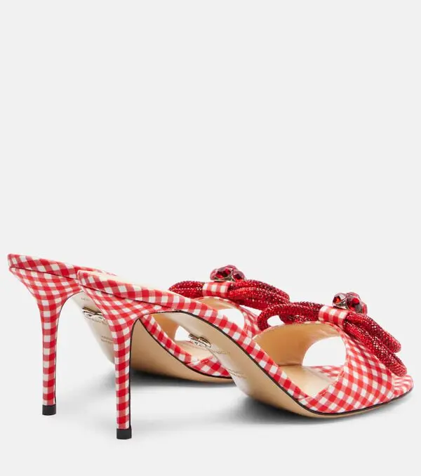 Mach & Mach Double Bow 85 Gingham Mules - Red