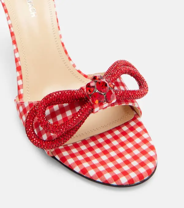 Mach & Mach Double Bow 85 Gingham Mules - Red