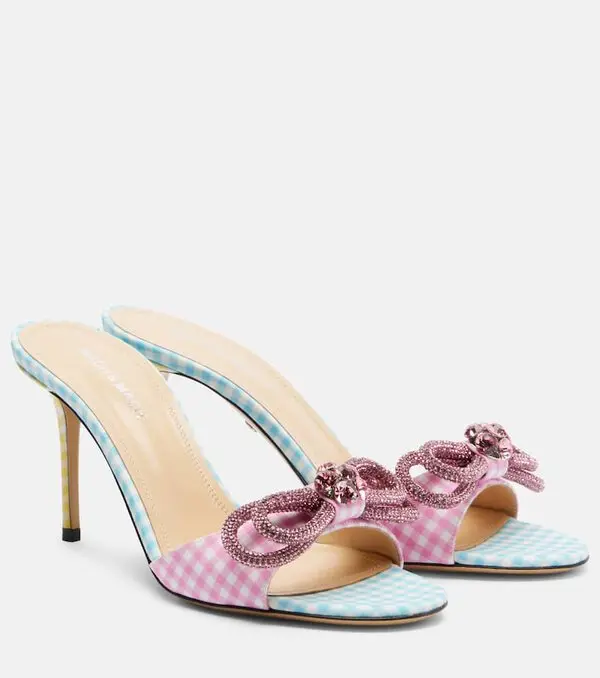 Mach & Mach Double Bow 85 Gingham Mules - Multicoloured