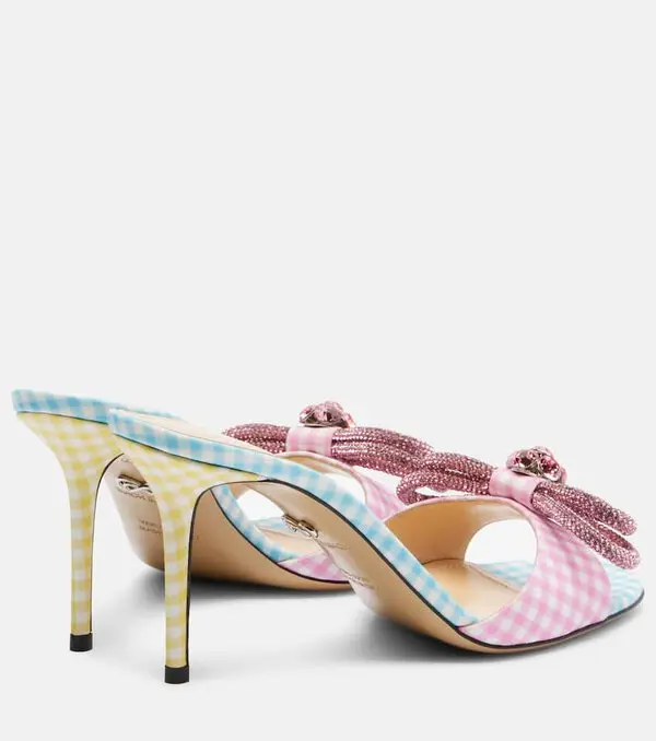 Mach & Mach Double Bow 85 Gingham Mules - Multicoloured
