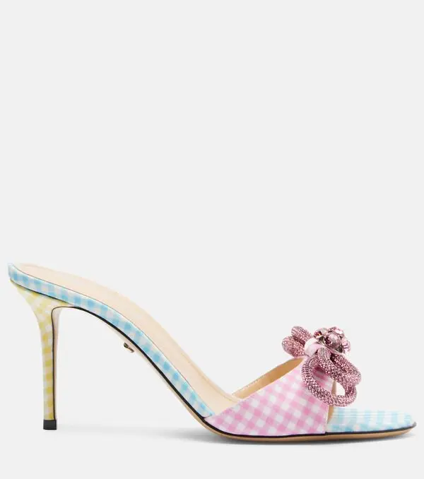 Mach & Mach Double Bow 85 Gingham Mules - Multicoloured