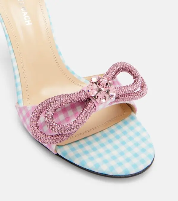 Mach & Mach Double Bow 85 Gingham Mules - Multicoloured