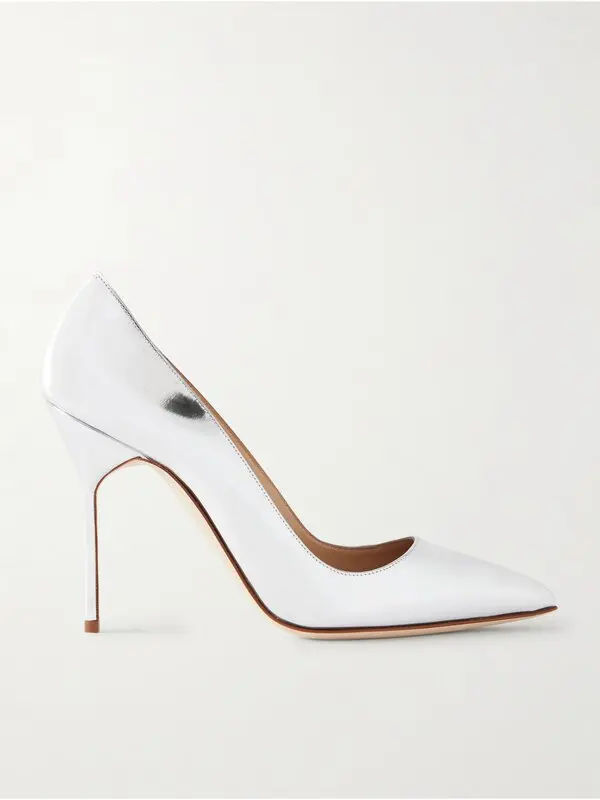 Manolo Blahnik Bb 105 Metallic Leather Pumps