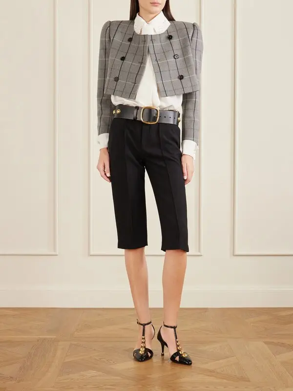 Chloé Buckle-embellished Wool-crepe Capri Pants