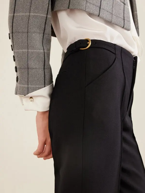 Chloé Buckle-embellished Wool-crepe Capri Pants