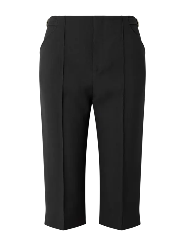 Chloé Buckle-embellished Wool-crepe Capri Pants - Black