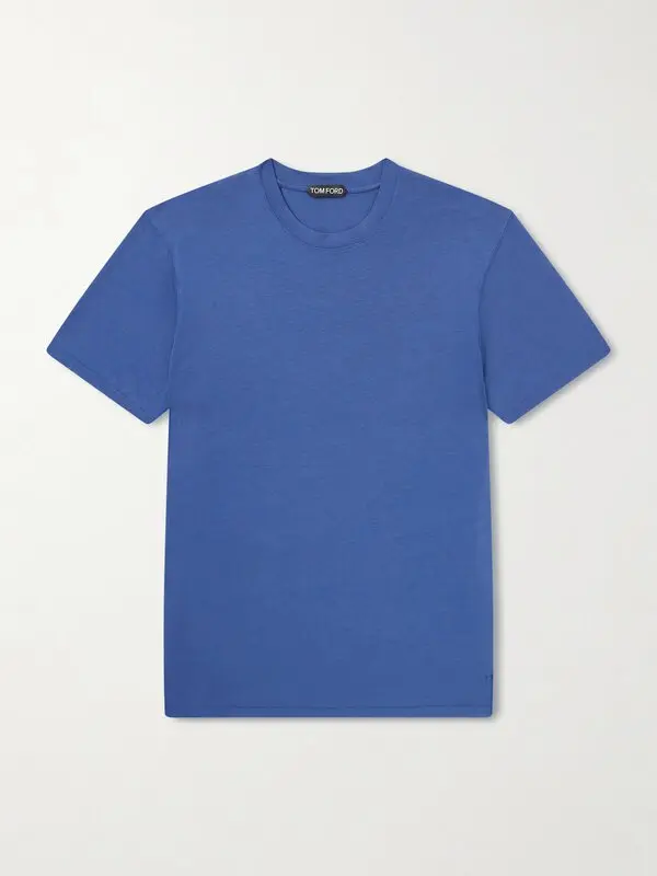 TOM FORD Lyocell And Cotton-blend T-shirt - Blue