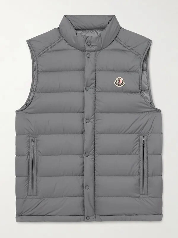 Moncler Logo-appliquéd Quilted Nylon Down Gilet - Gray