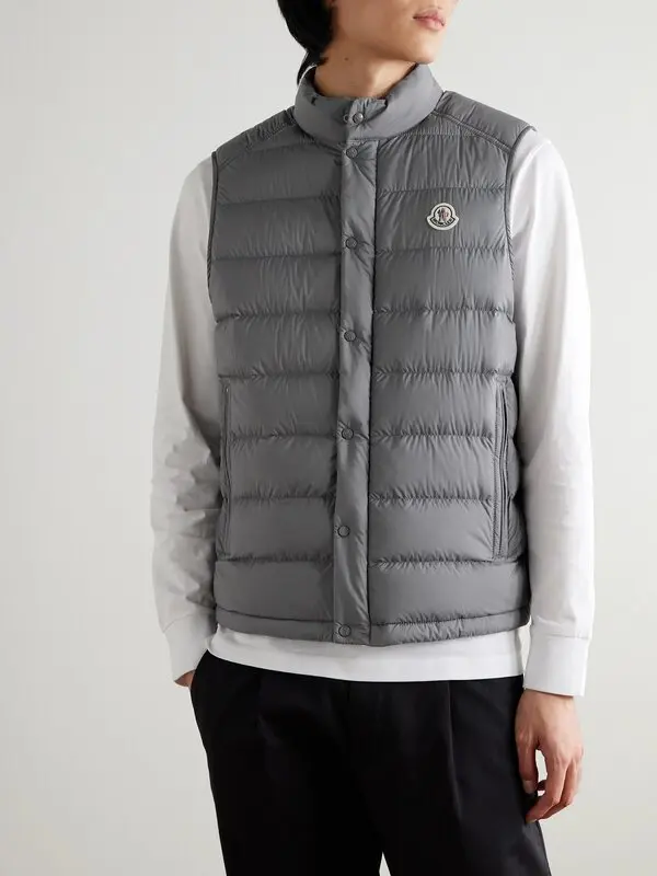 Moncler Logo-appliquéd Quilted Nylon Down Gilet - Gray