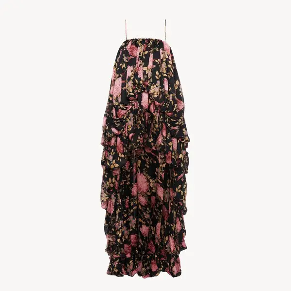 Chloé High-low Floral Jumpsuit - Black