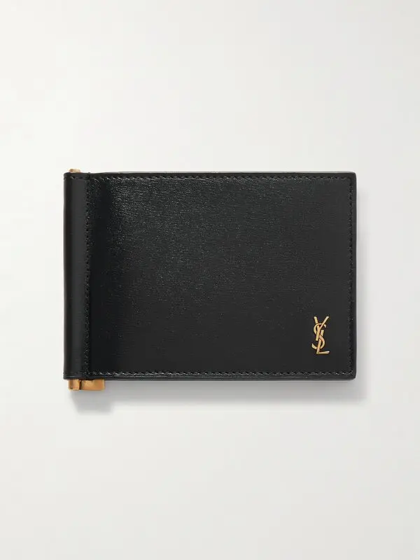 Saint Laurent Logo-embellished Leather Billfold Wallet With Money Clip - Black