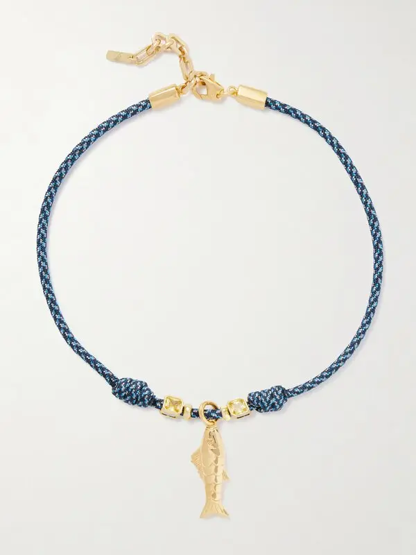 MARTHA CALVO Largo Gold-plated And Cord Necklace - Blue