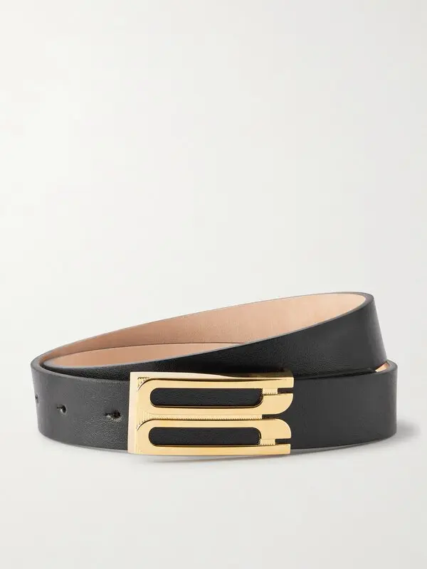Victoria Beckham Frame Textured-leather Belt - Black