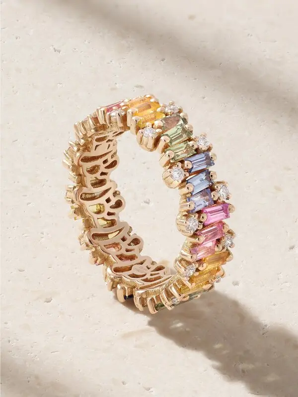 SUZANNE KALAN 18-karat Rose Gold, Sapphire, And Diamond Eternity Ring - Multi