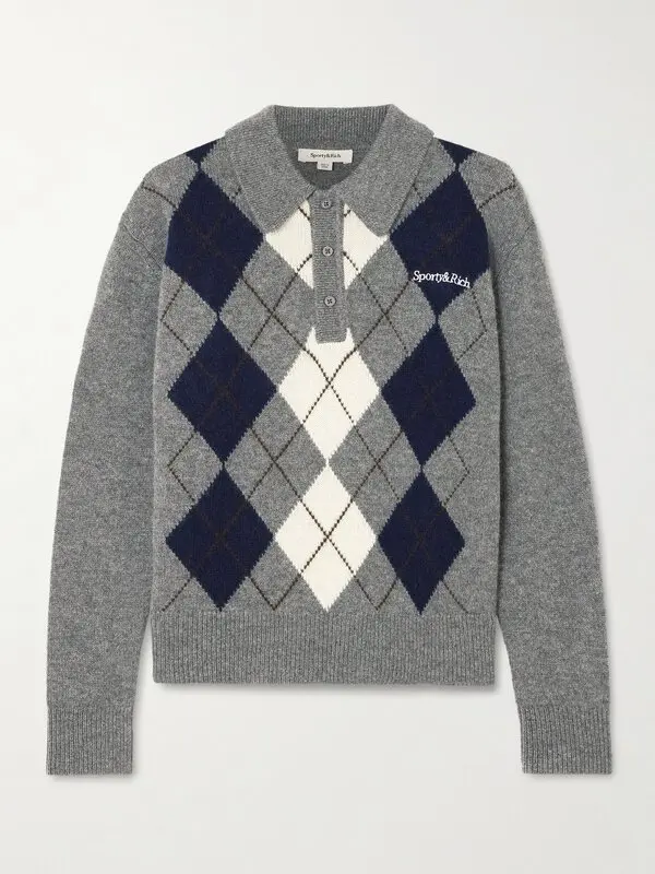 SPORTY & RICH Cashmere And Wool-blend Polo Sweater