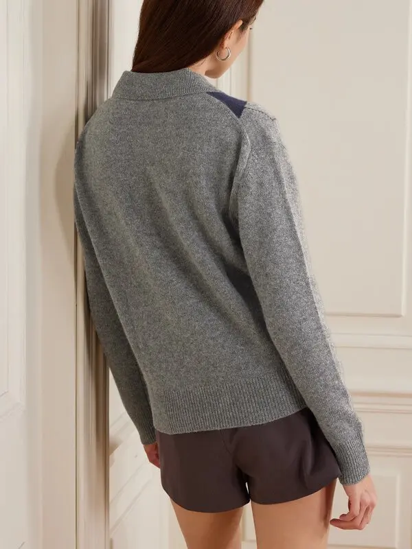 SPORTY & RICH Cashmere And Wool-blend Polo Sweater