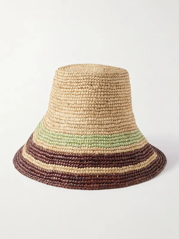Zimmermann Striped Raffia Bucket Hat - Neutrals