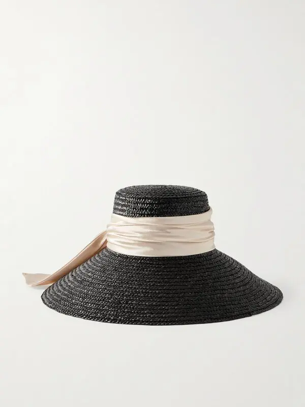 Eugenia Kim Mirabel Satin-trimmed Straw Sunhat - Black