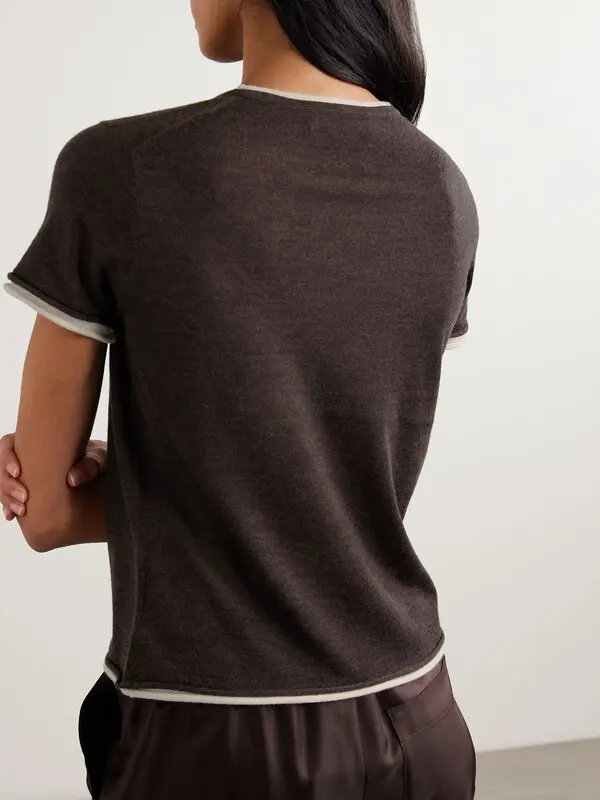Arch4 Selcombe Layered Organic Cashmere Top - Brown