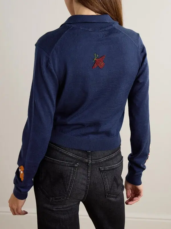 MOTHER The Racquet Bead-embellished Wool Cardigan