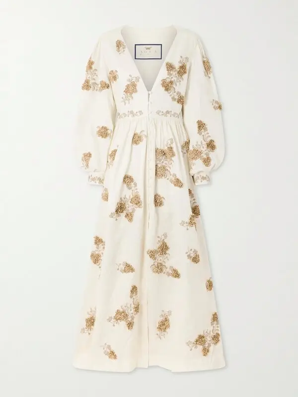 Agua Bendita Frambuesa Embroidered Maxi Dress - Multi