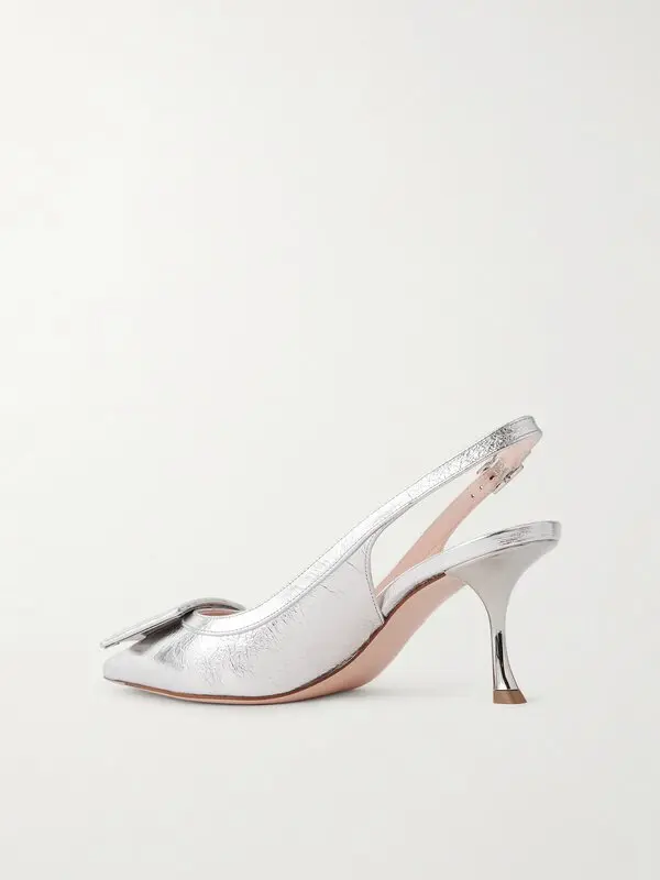 ROGER VIVIER Viv In The City 65 Metallic Textured-leather Slingback Pumps - Silver