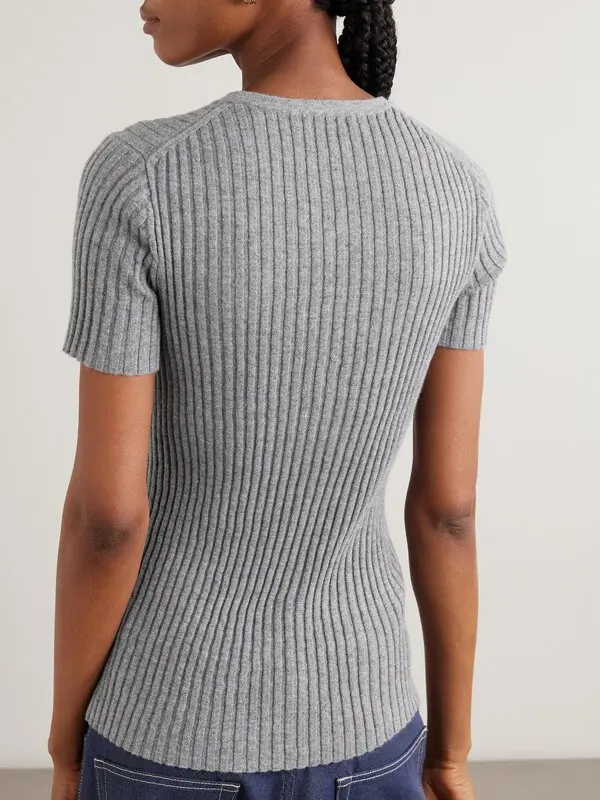 THE ELDER STATESMAN Ribbed Cashmere T-shirt