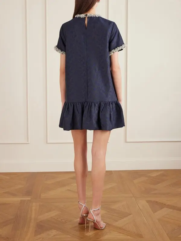 Simkhai Alison Embellished Jacquard Mini Dress - Blue
