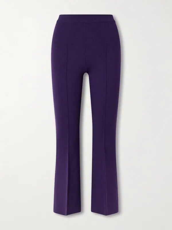 HIGH SPORT Kick Cropped Wool-blend Flared Pants - Grape