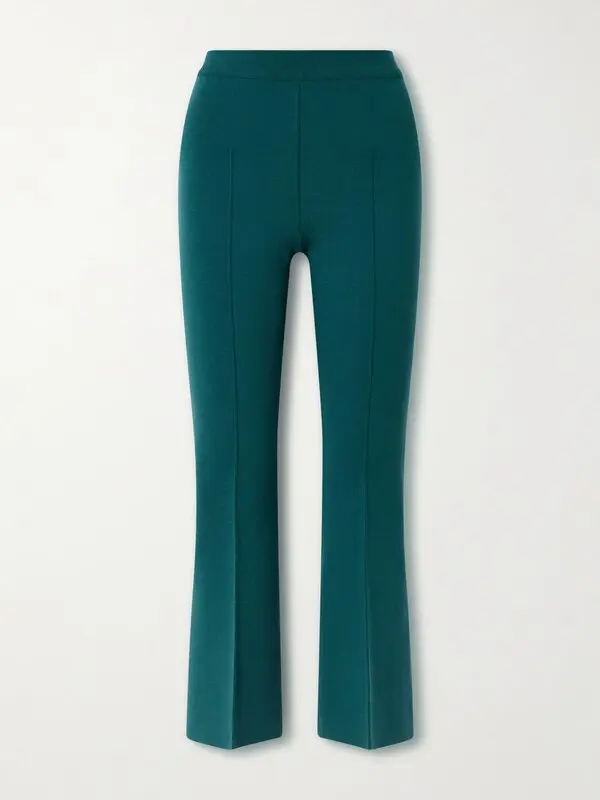 HIGH SPORT Kick Cropped Wool-blend Flared Pants - Blue