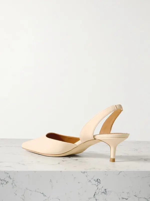 Staud Sebastian Leather Slingback Pumps - Neutrals