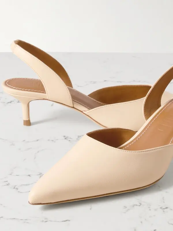 Staud Sebastian Leather Slingback Pumps - Neutrals