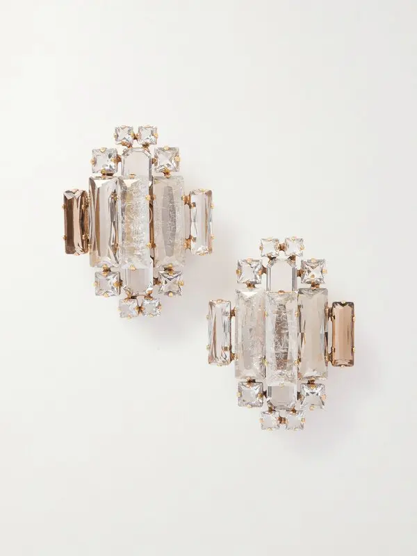 Saint Laurent Medallion Crystal Clip-on Earrings - Gold