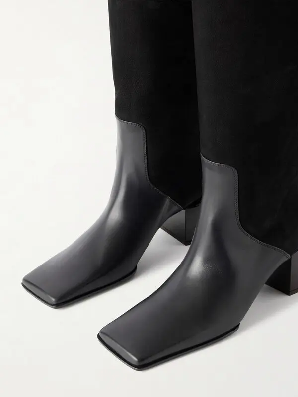 Alaïa Textured-leather And Suede Knee High Boots - Black