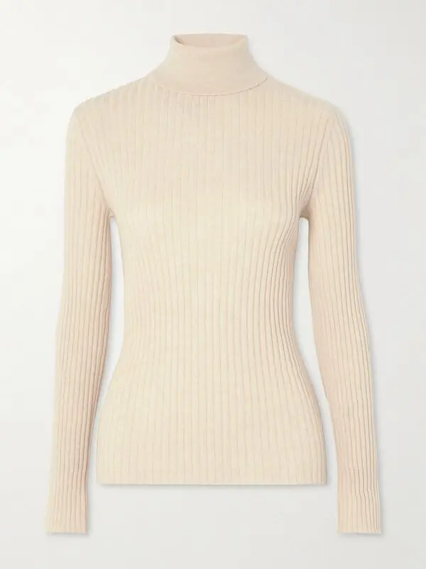 THE ELDER STATESMAN Ribbed Cashmere Turtleneck Sweater