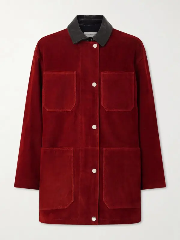 Nour Hammour Barn Leather-trimmed Suede Jacket - Red