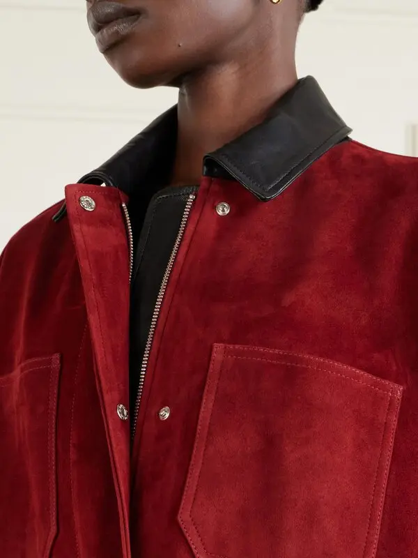 Nour Hammour Barn Leather-trimmed Suede Jacket - Red