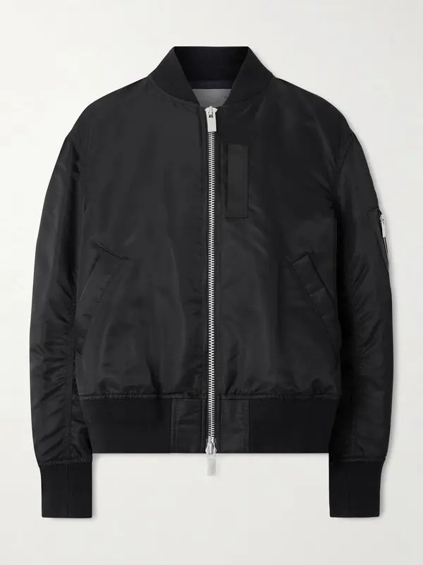Sacai Padded Shell Bomber Jacket With Pleated Detail - Black