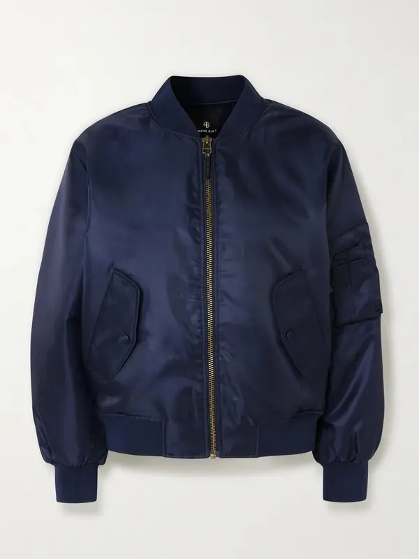 ANINE BING Leon Padded Shell Bomber Jacket - Blue