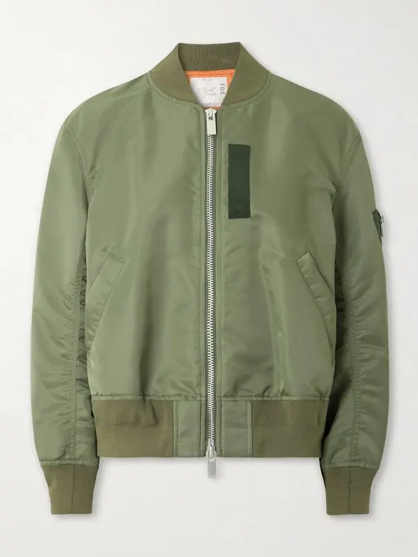 Sacai Pleated Padded Shell Bomber Jacket - Green