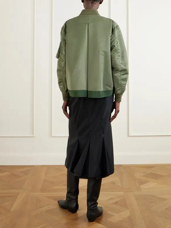 Sacai Pleated Padded Shell Bomber Jacket - Green
