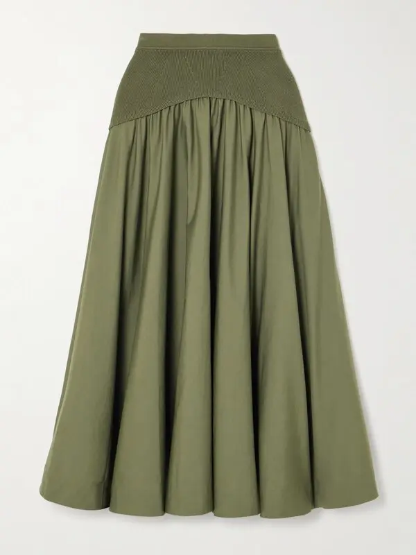 Simkhai Ovie Pleated Midi Skirt - Green