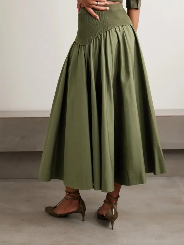 Simkhai Ovie Pleated Midi Skirt - Green
