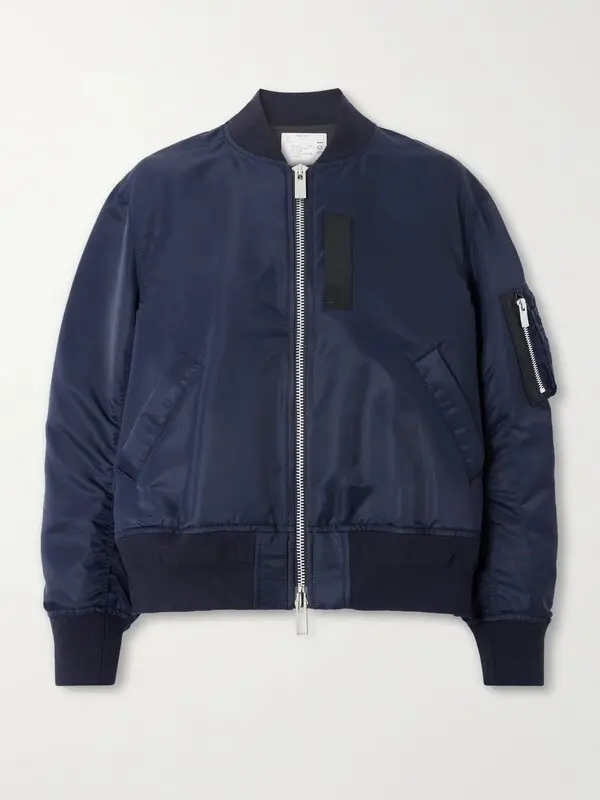 Sacai Pleated Padded Shell Bomber Jacket - Blue