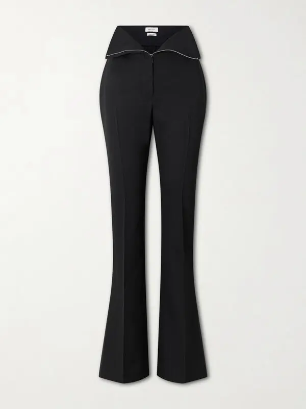 Alexander McQueen Pleated Zip-detailed Flared Pants