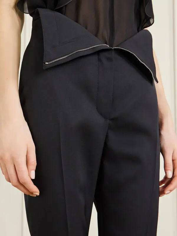 Alexander McQueen Pleated Zip-detailed Flared Pants